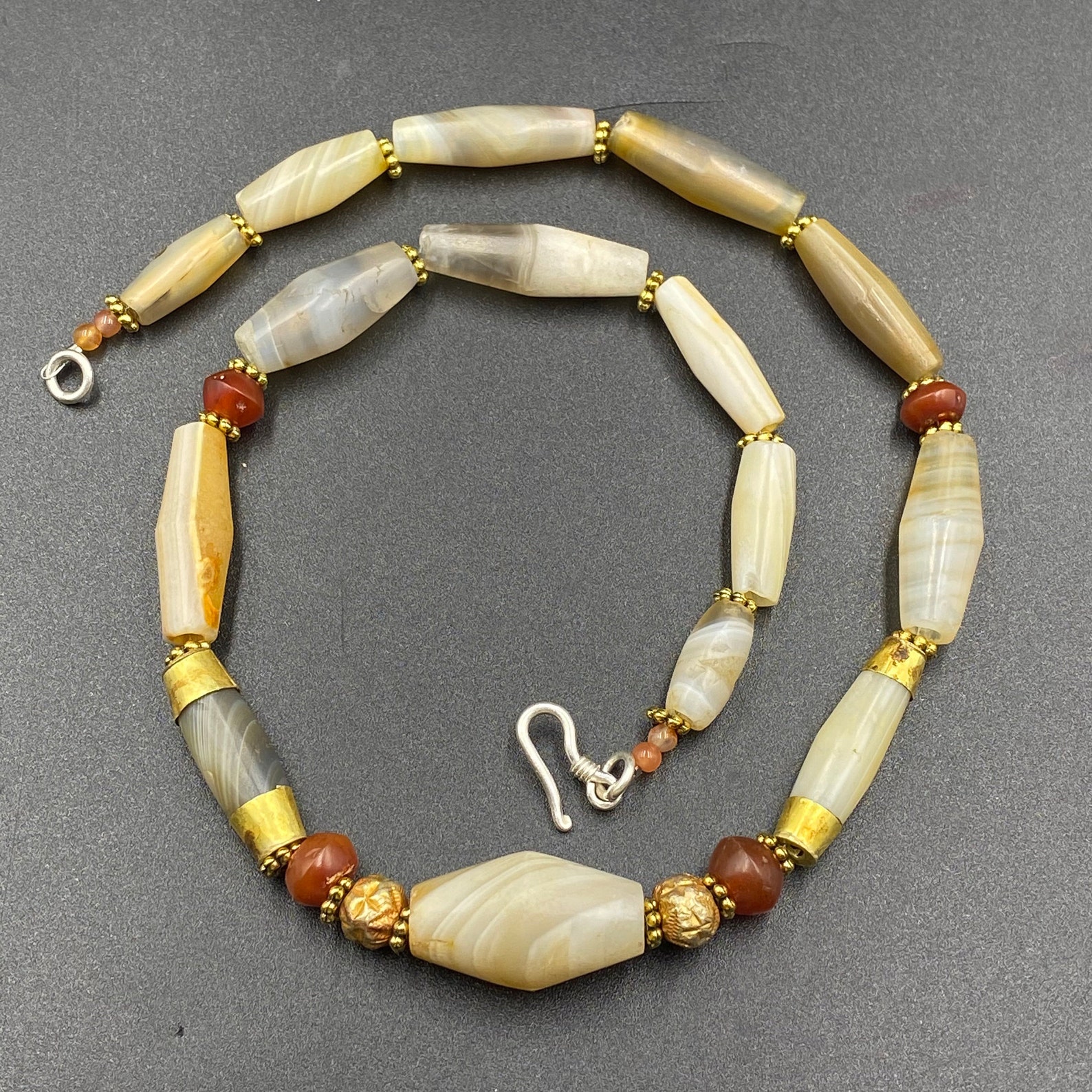 Old Antique Indo Greco Bactrian Agate Carnelian Beads Mala Circa 256 BC ...