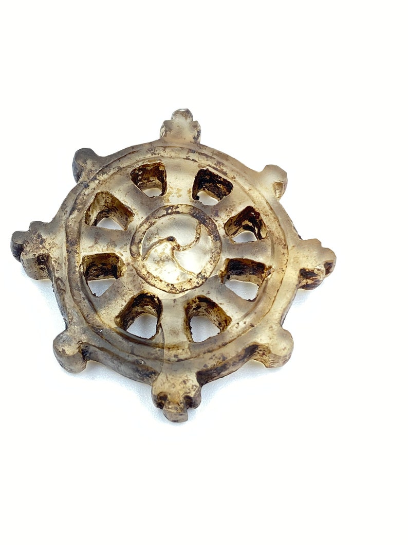 Old Antique Crystal Himalayan Tibetan Wheel of Dharma Chakra Pendant ...