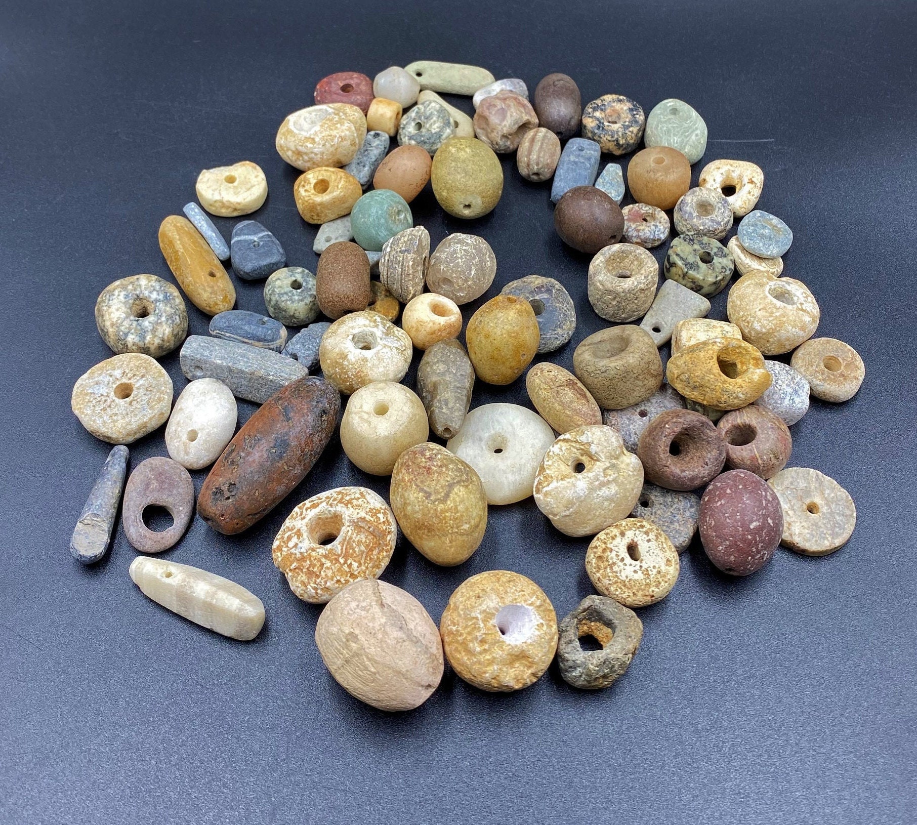 Neolithic Ancient Stone Age Jewelry Beads Made of Carnelian, Rock Stone ...