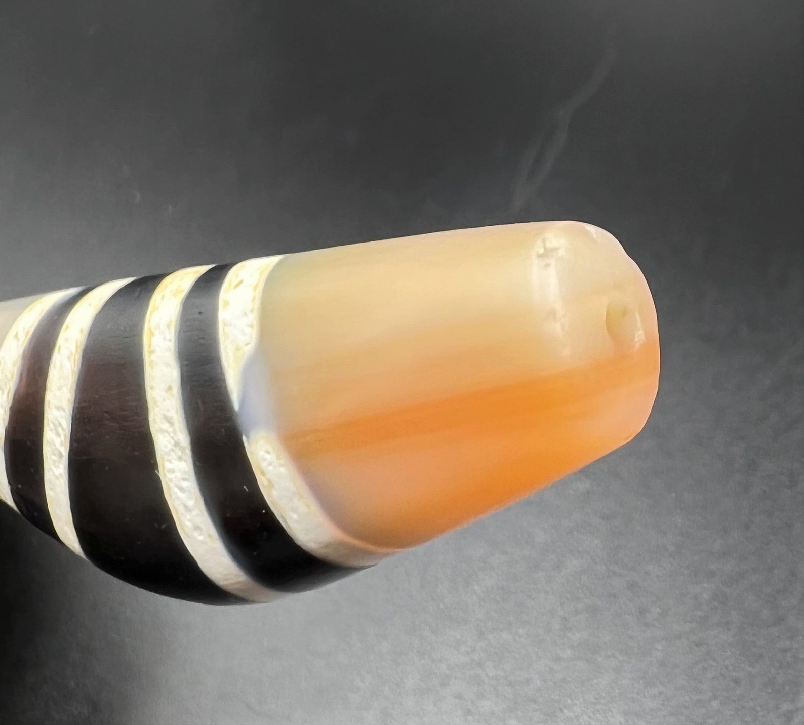 Pure Dzi Himalayan Tibetan Agate Stone Bead Nepal Stripe Bead CHUNG ZI ...