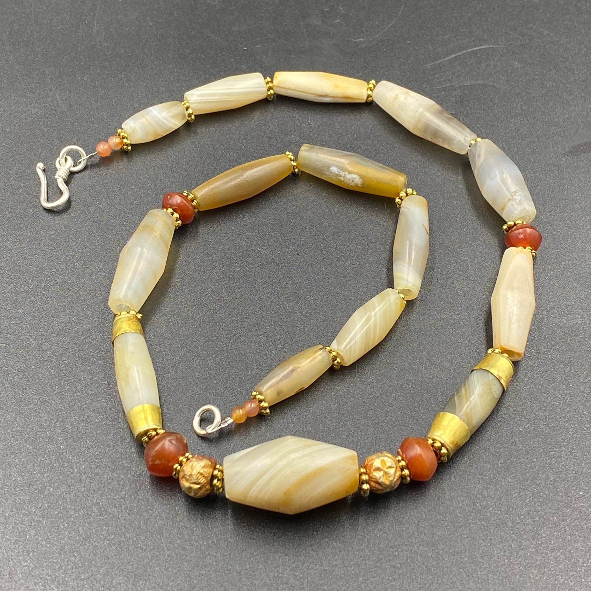 Old Antique Indo Greco Bactrian Agate Carnelian Beads Mala Circa 256 BC ...