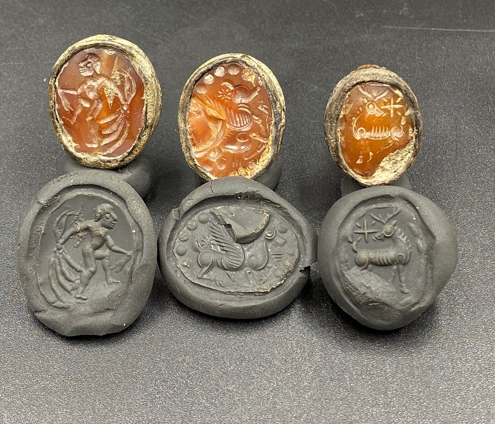 Antique Engraved Figures Intaglio Stamp Old Bronze Rings of - Etsy