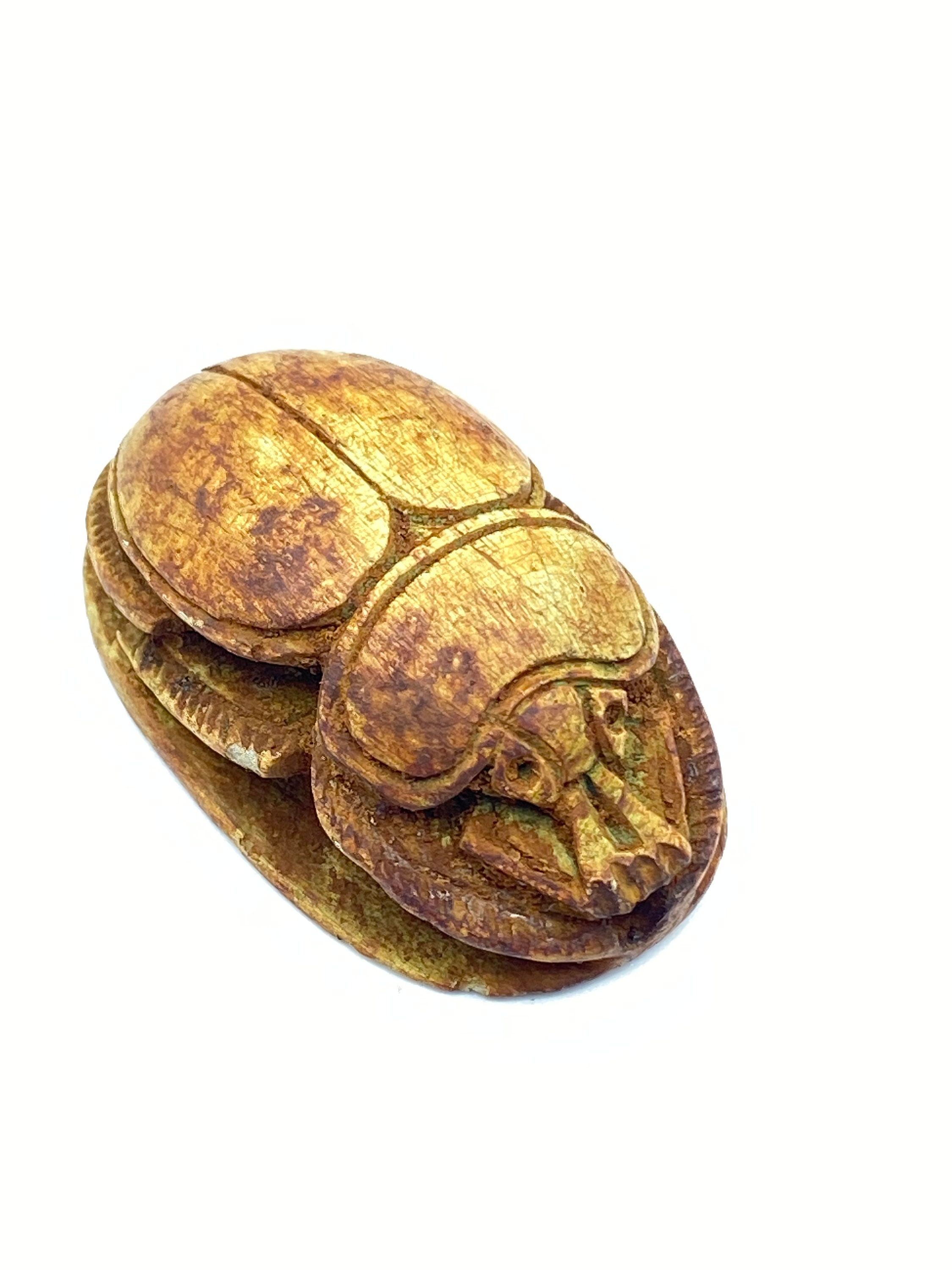 Old Antique Egyptian Scarab Faience Amulet Engraved Seal Stamp Pendant ...