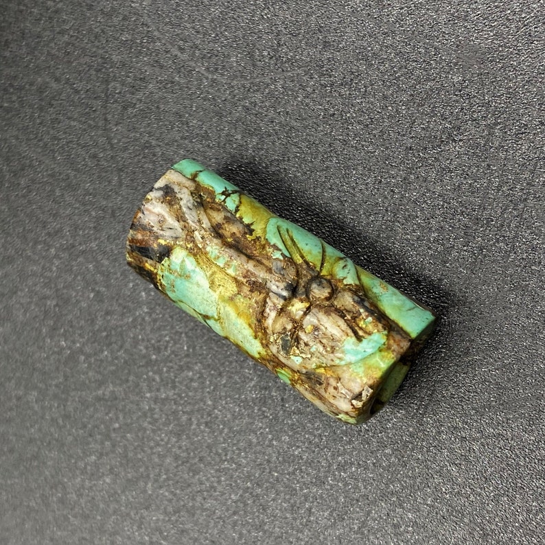Chines Tang Dynasty Engraved Fish Figure on Turquoise as Jewelry Bead ...
