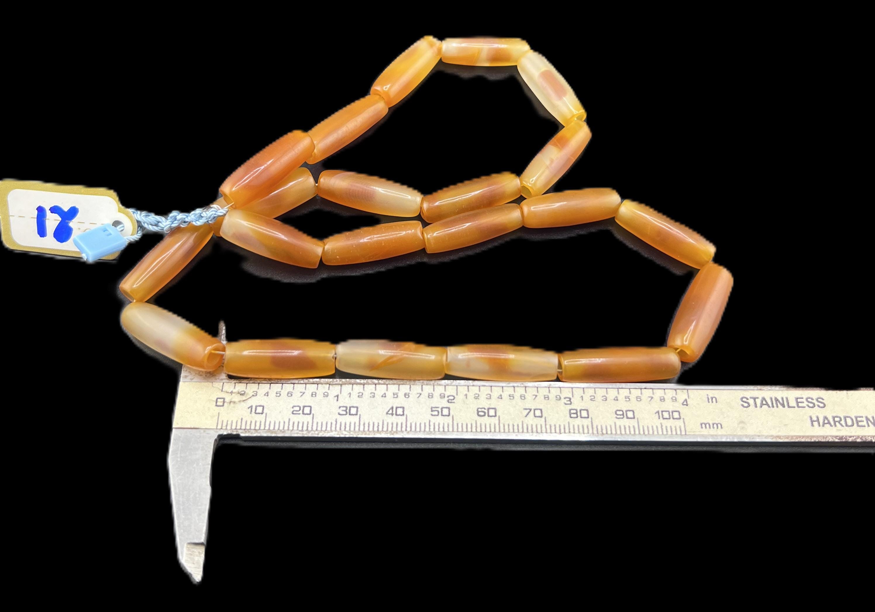 Vintage Antique Tube Shape Carnelian Agate Stone Jewelry Necklace Beads ...