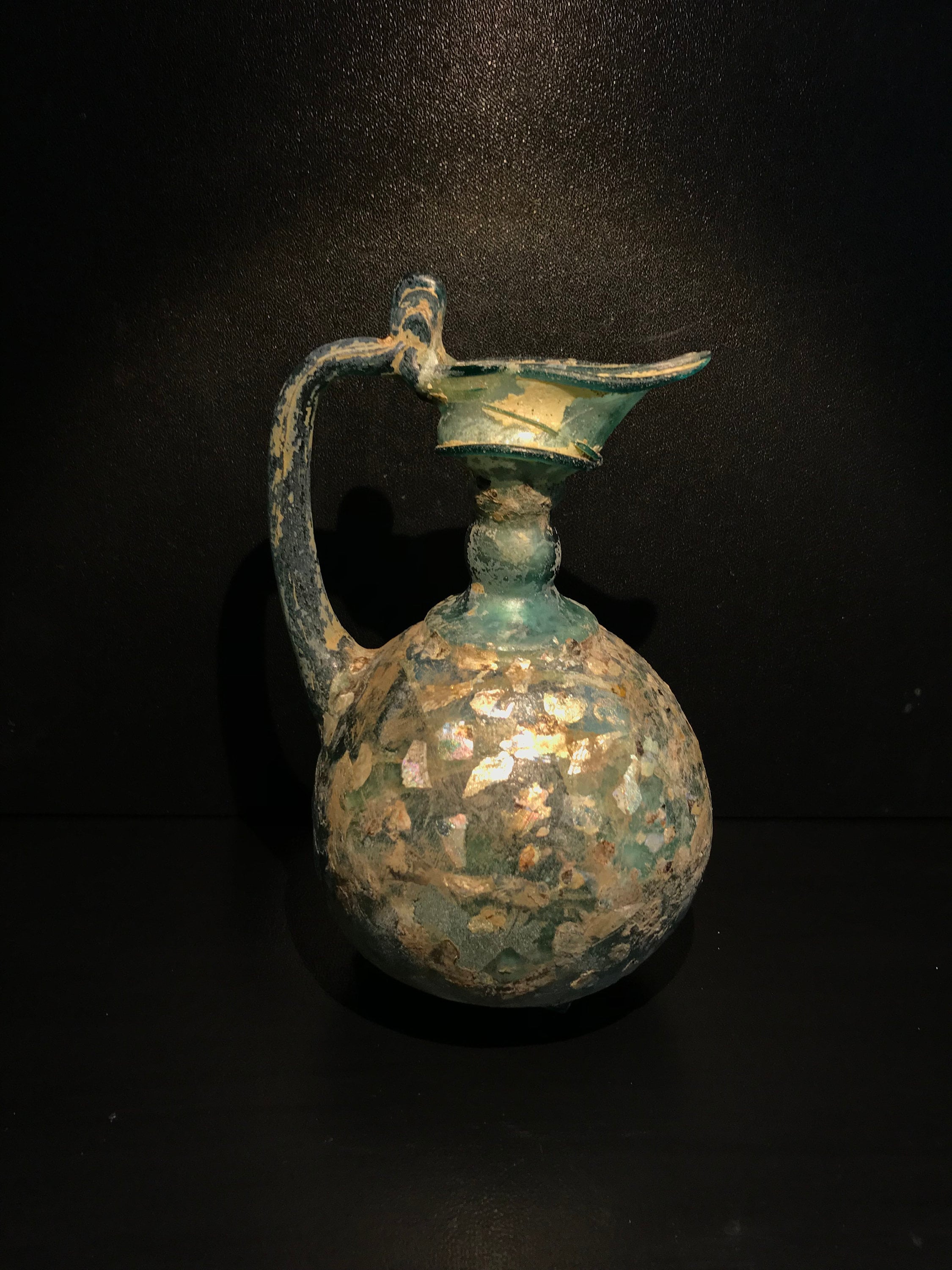 Large Ancient Roman Glass Perfume Bottle Iridescent Excellent Patina ...