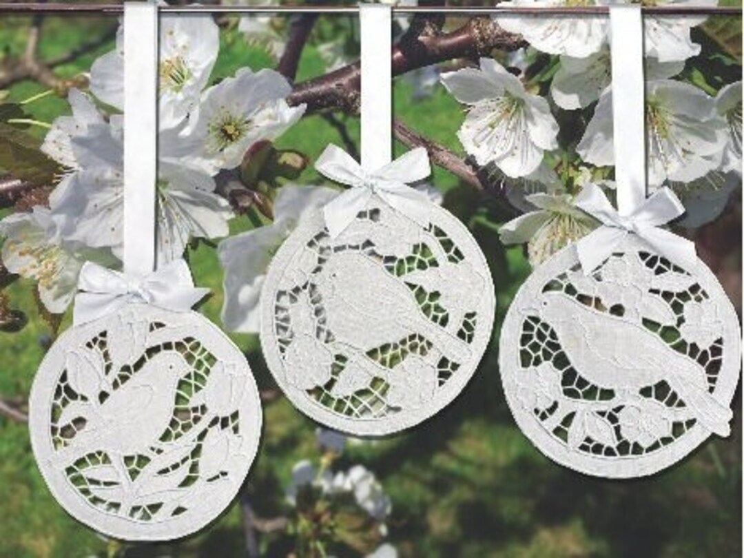 Cutwork Embroidery Kit Set of 3 BIRDS Richelieu Embroidery Richelieu ...