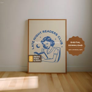 Late Night Readers Club Wall Art Print, Bookish Book Lover Poster ...