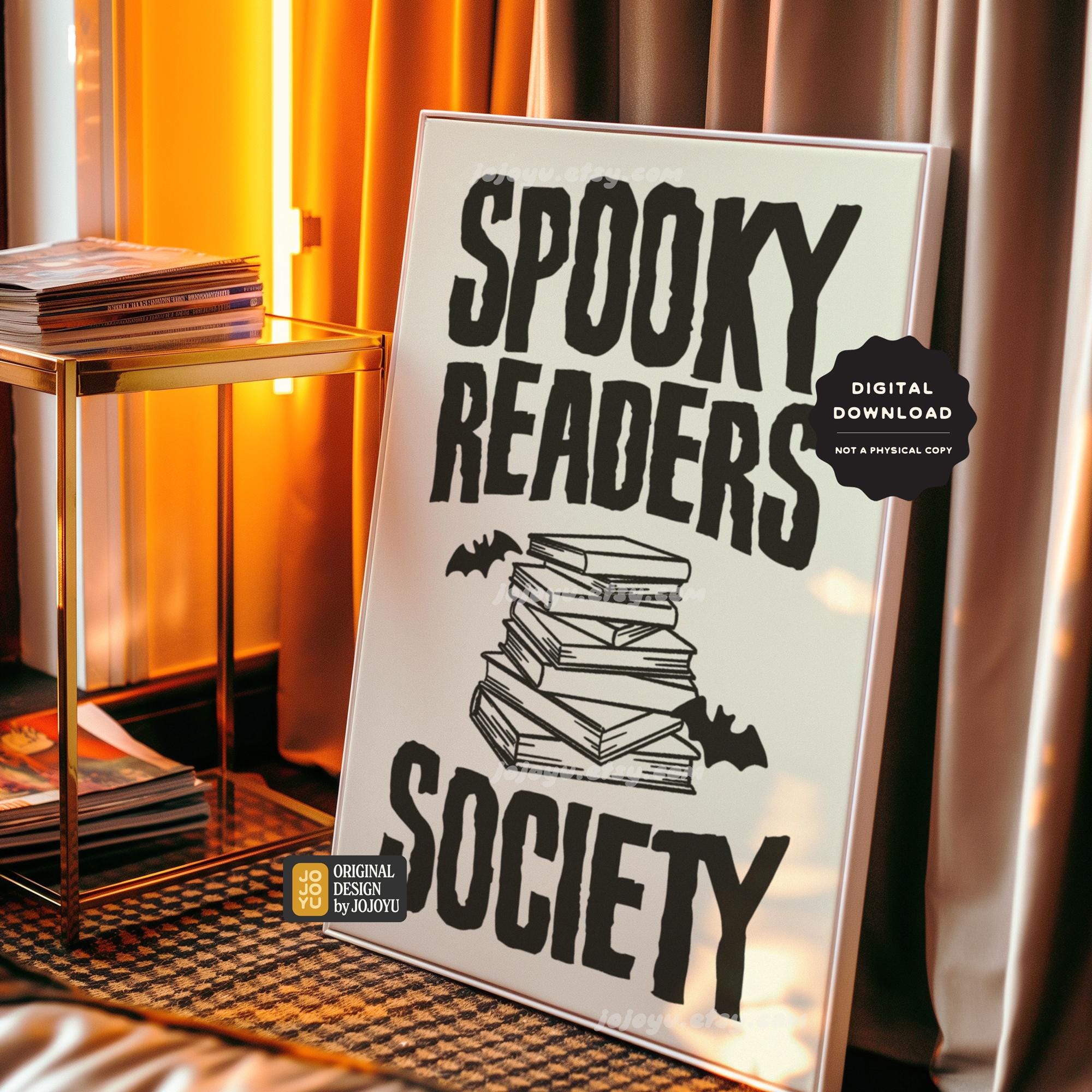 Spooky Readers Retro Wall Art for Home Library, Horror Bookish Poster ...