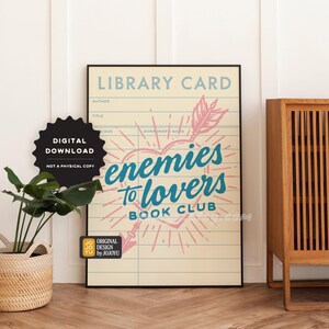 Bookish Enemies to Lovers Wall Art Retro Book Lover Poster Decor for ...