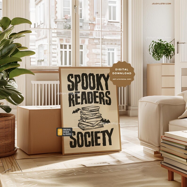 Spooky Readers Retro Wall Art for Home Library, Horror Bookish Poster ...