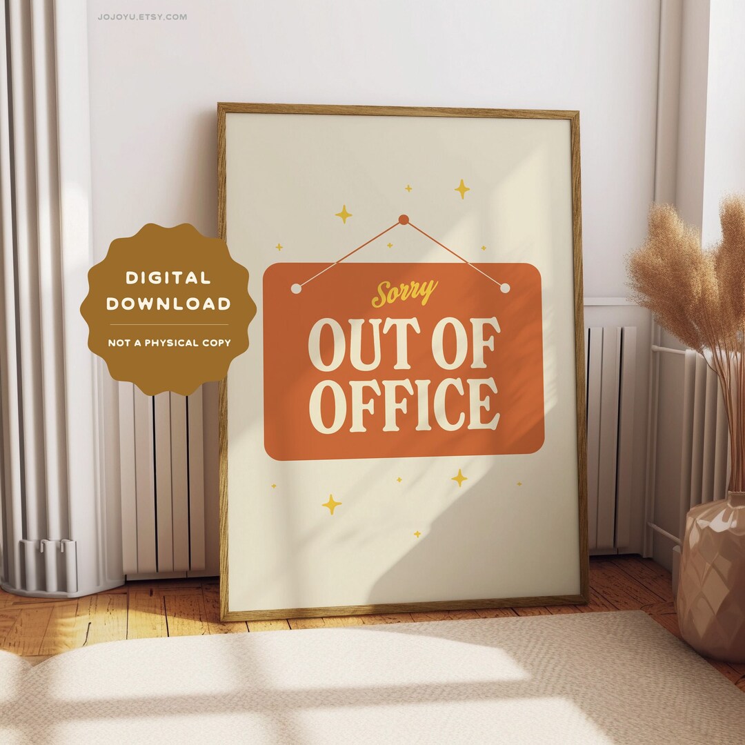 OOO Wall Art Poster, Out of Office Poster, Retro Wall Art Vintage Style ...