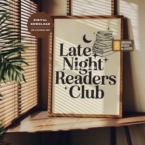 Late Night Readers Club Wall Art Print, Bookish Poster, Romance Readers ...