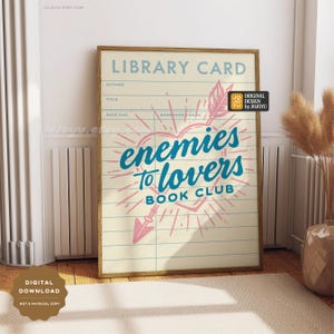 Bookish Enemies to Lovers Wall Art Retro Book Lover Poster Decor for ...