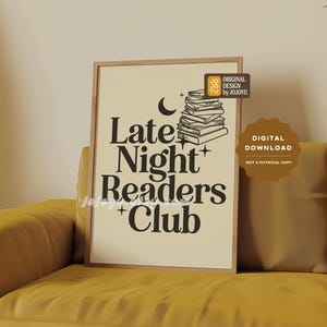 Late Night Readers Club Wall Art Print, Bookish Poster, Romance Readers ...