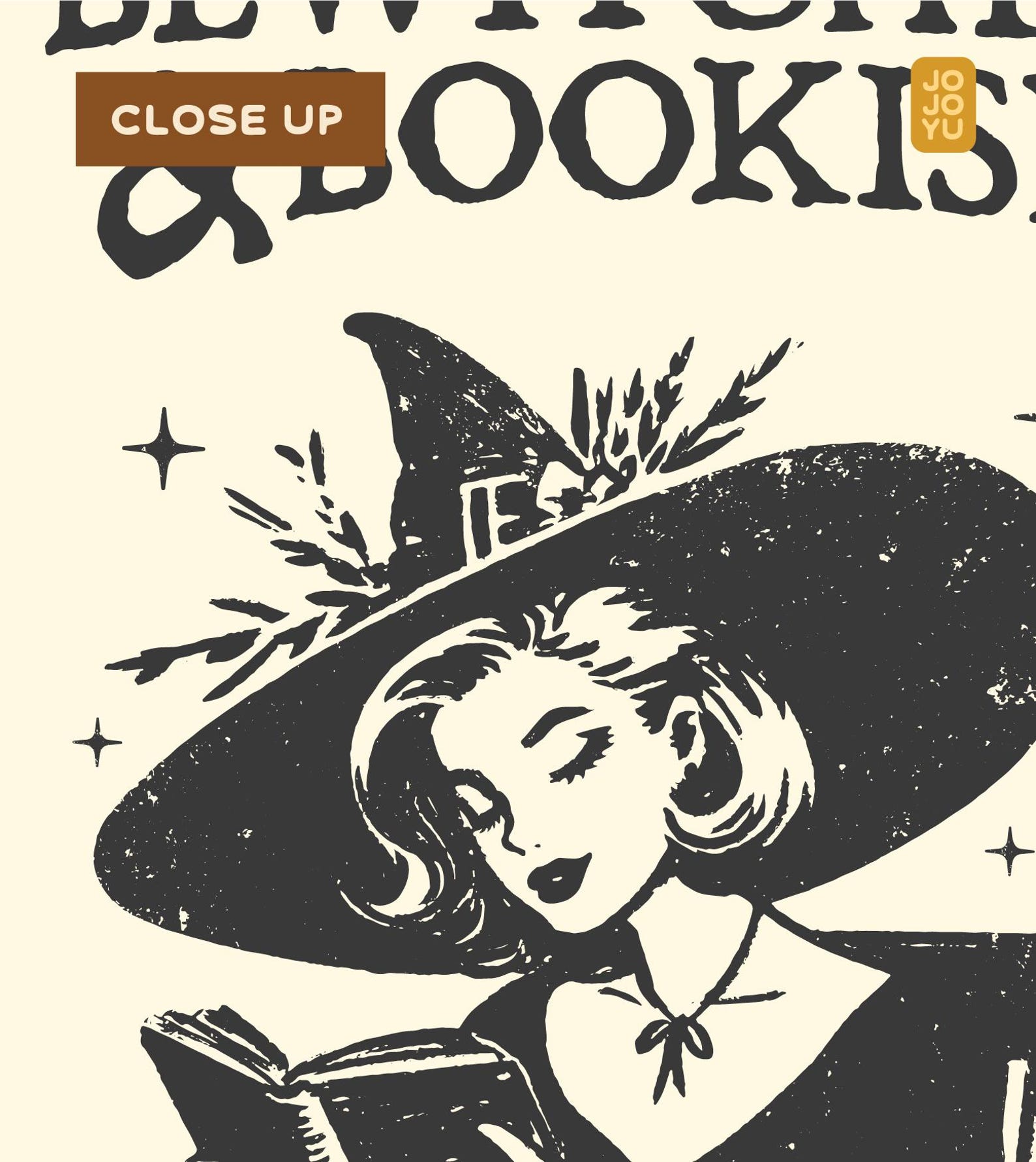 Bewitched Bookish Retro Wall Art for Home Library, Spooky Witchy Reader ...