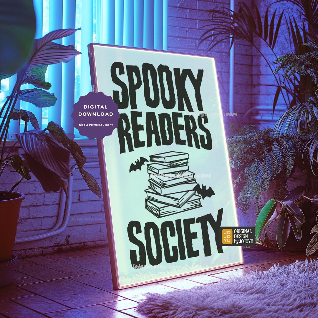 Spooky Readers Retro Wall Art for Home Library, Horror Bookish Poster ...