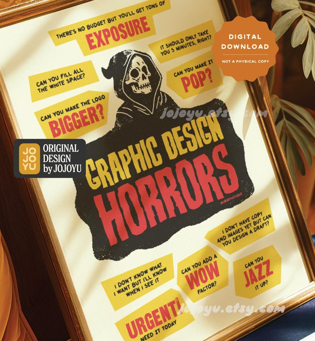 Horrors of Graphic Design Poster, Funny Designer Wall Art, Creative ...