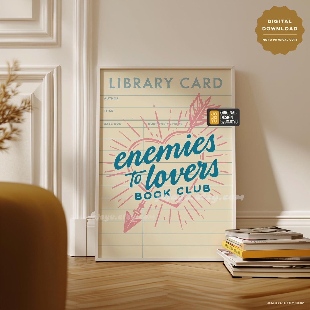 Bookish Enemies to Lovers Wall Art Retro Book Lover Poster Decor for ...