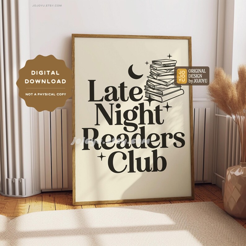 Late Night Readers Club Wall Art Print, Bookish Poster, Romance Readers ...