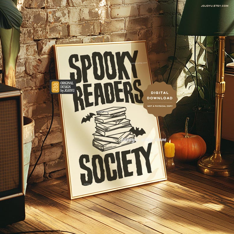 Spooky Readers Retro Wall Art for Home Library, Horror Bookish Poster ...