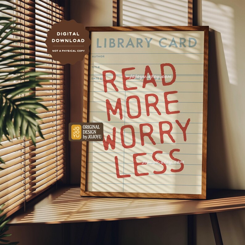 Read More Worry Less Wall Art Bookish Cozy Nook Poster Decor for ...