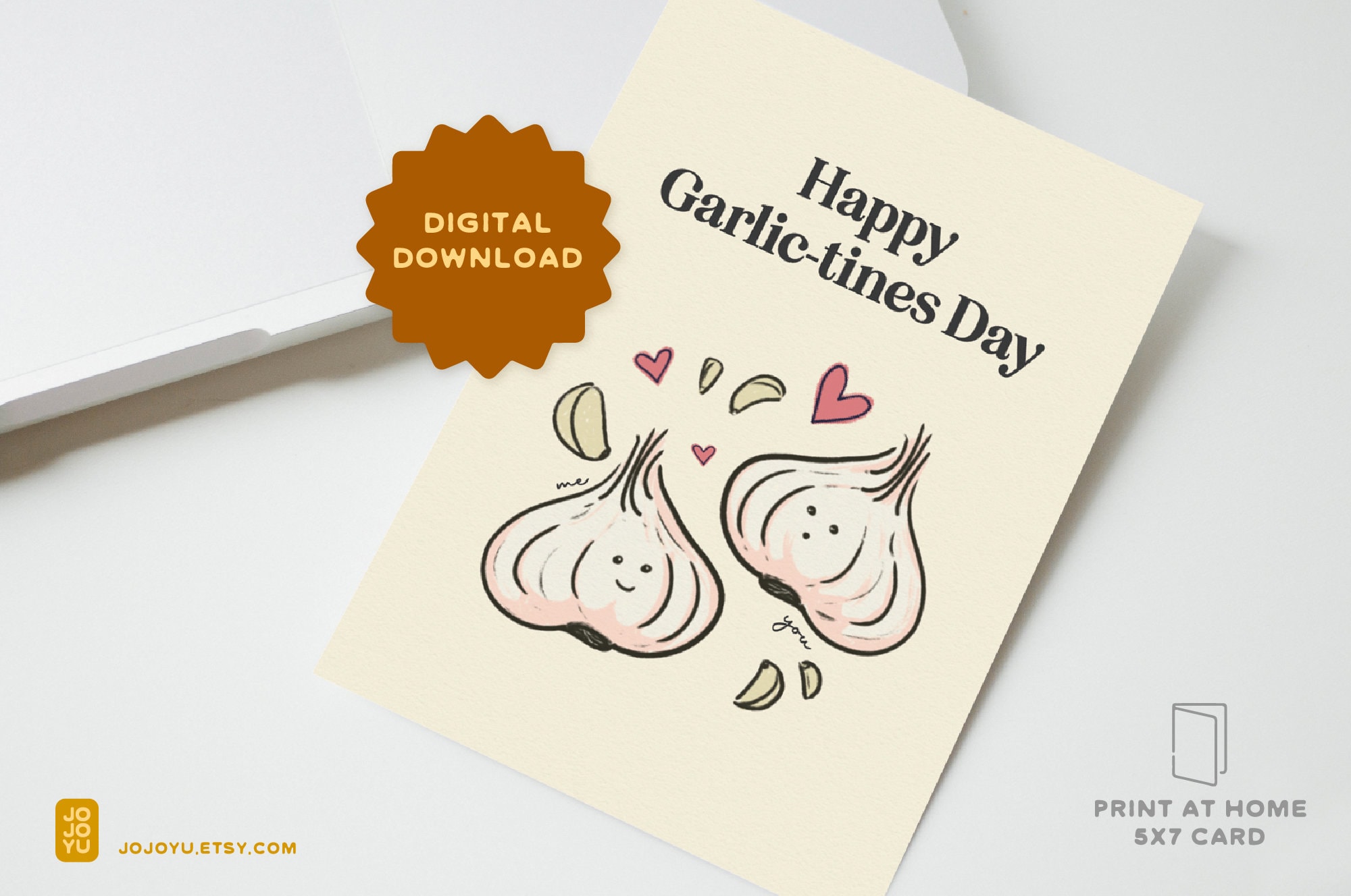 Happy Garlic-tines Day PRINTABLE, DIGITAL DOWNLOAD Card Funny Cute ...