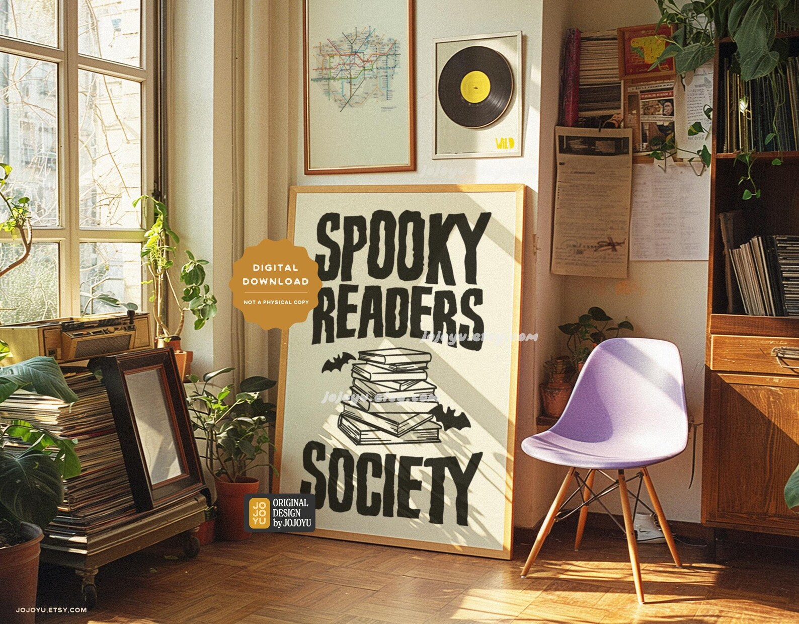 Spooky Readers Retro Wall Art for Home Library, Horror Bookish Poster ...
