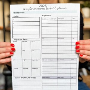2025 at a Glance Budget, 2025 at a Glance Planner, Year at a Glance Budget, Year at a Glance ...