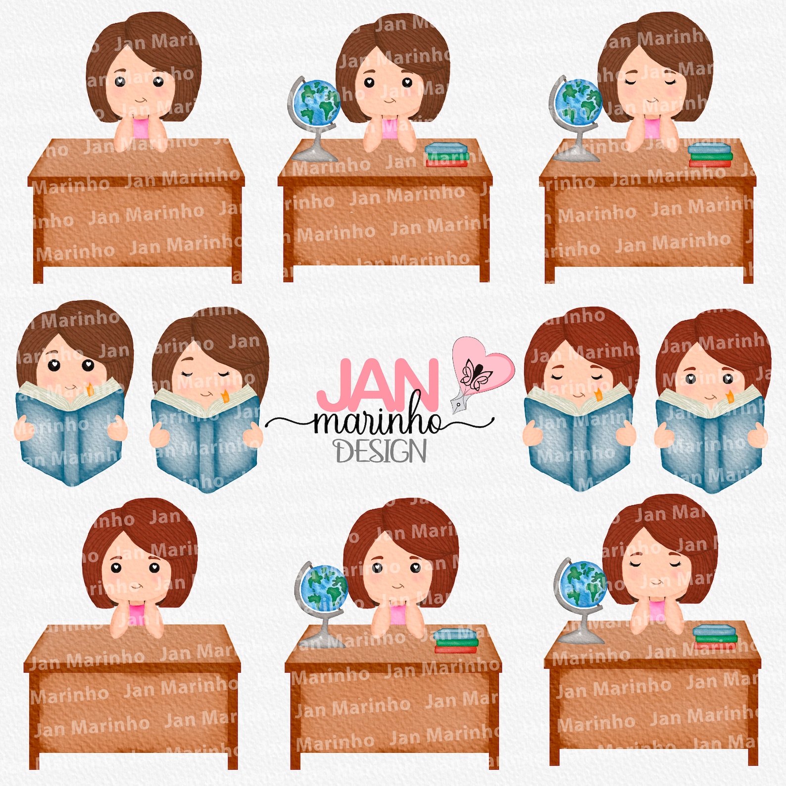 Teacher's Day Watercolor Clipart, Teacher Planner Graphics, Cute ...