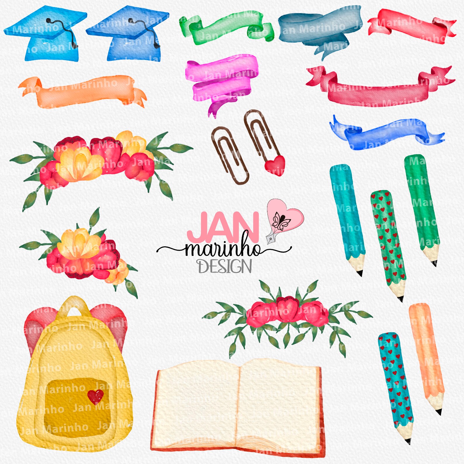 Teacher's Day Watercolor Clipart, Teacher Planner Graphics, Cute ...