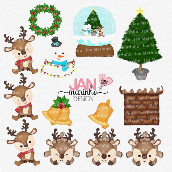 Sweet Christmas Watercolor Clipart Cute Santa Watercolor | Etsy