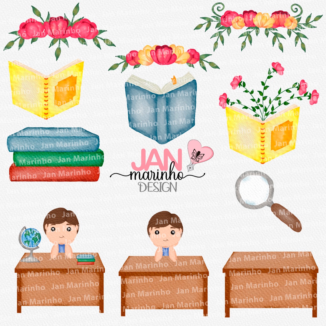 Teacher's Day Watercolor Clipart, Teacher Planner Graphics, Cute ...