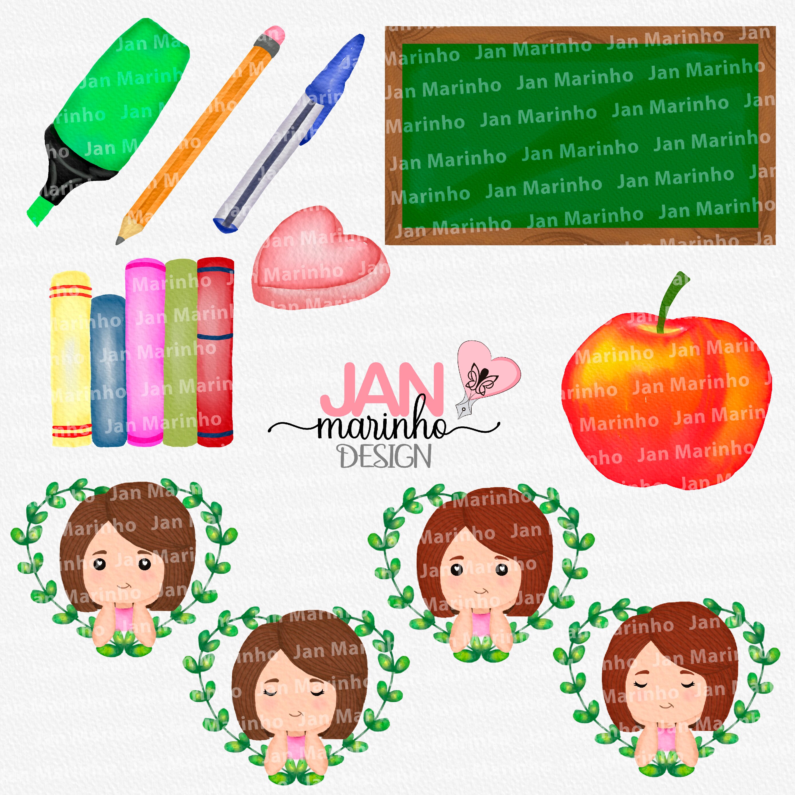 Teacher's Day Watercolor Clipart, Teacher Planner Graphics, Cute ... Teacher's Day Watercolor Clipart, Teacher Planner Graphics, Cute ...