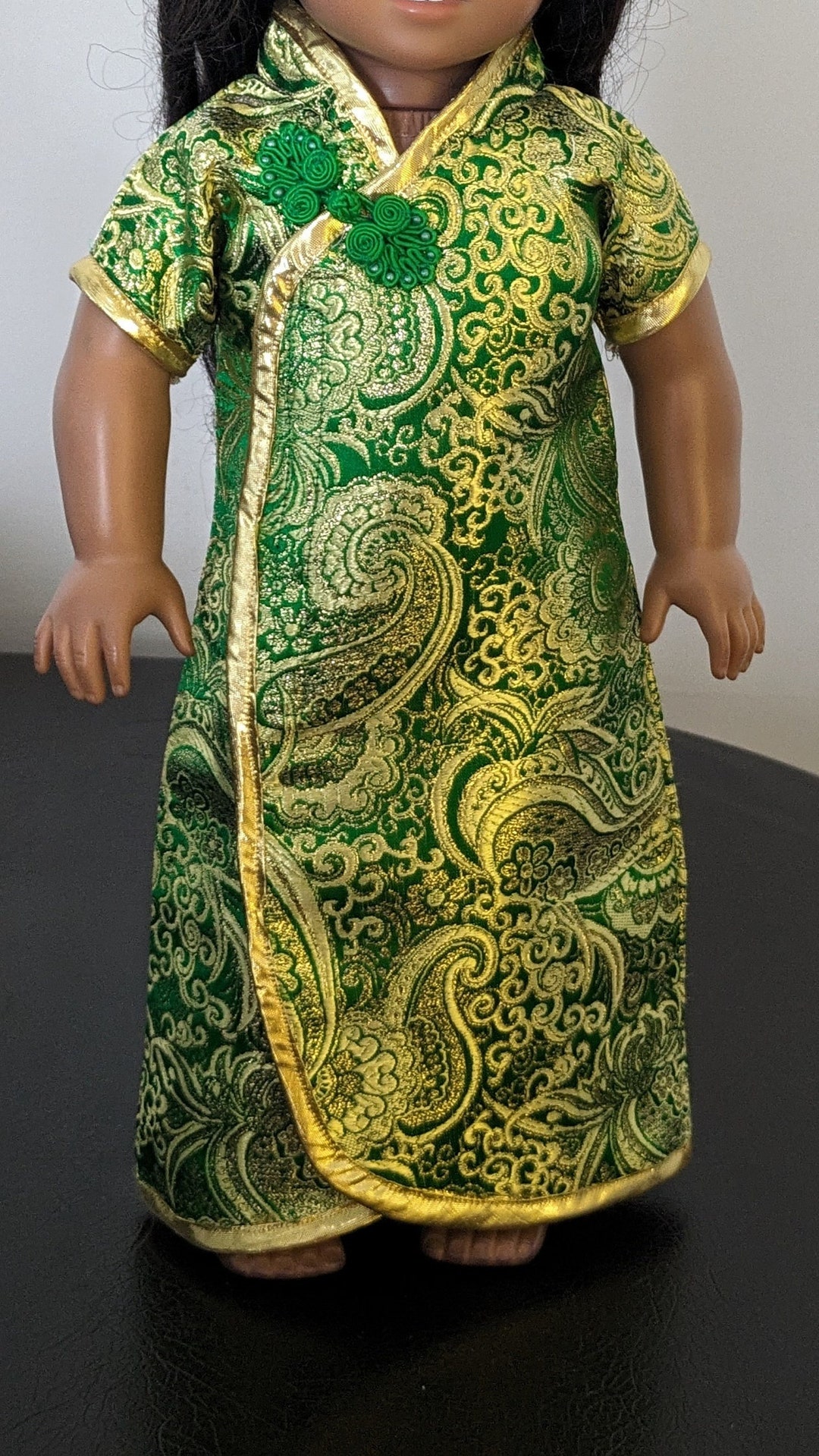 Green Chinese Cheongsam Dress Made to Fit the 18 Inch American Made ...