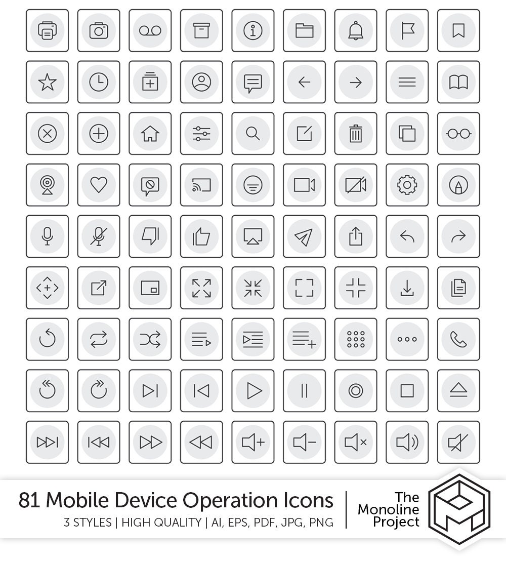 81 Mobile Device Operation Icons Tech Clip Art Digital | Etsy