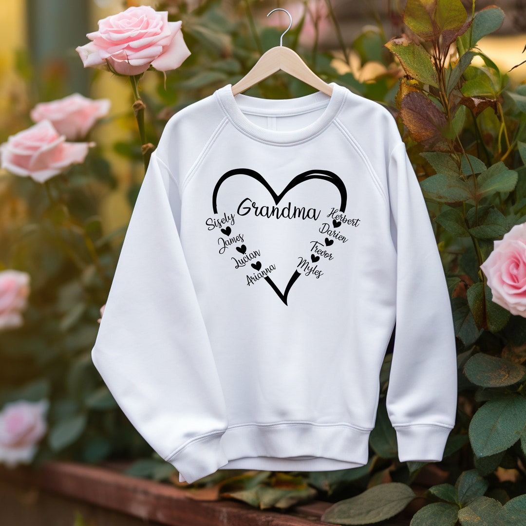 Custom Crew Heart With Names Mom, Grandma, Aunt, Sister, Nana, Great ...