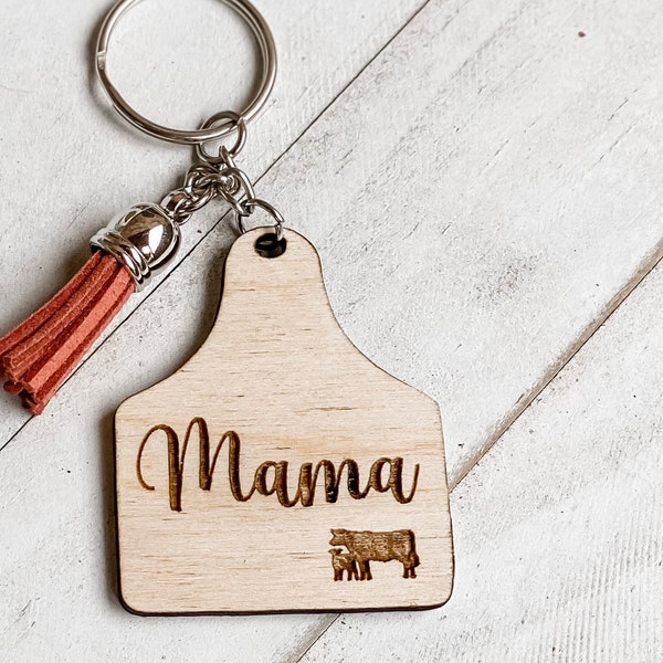 Cow Tag Keychain - Etsy
