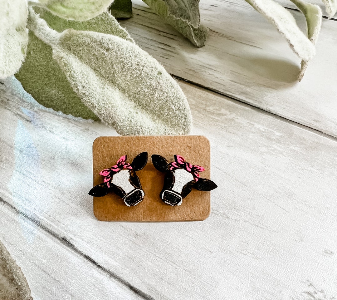 Black and White Cow Bandana Stud - Etsy