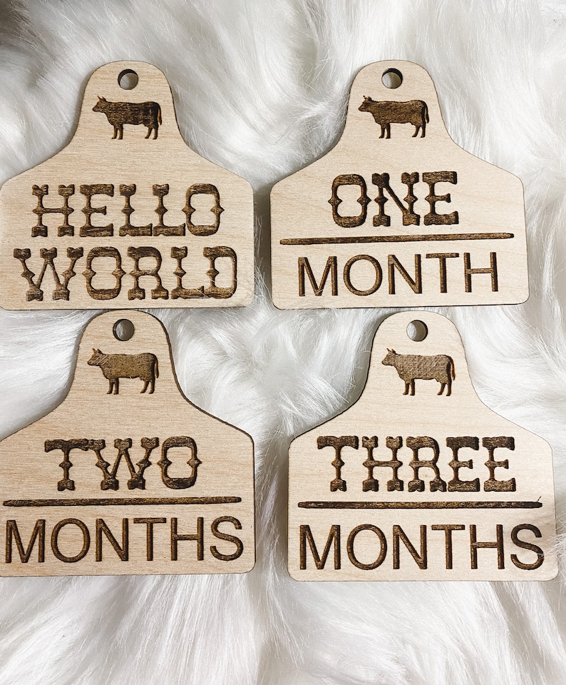 Cow Tag Baby Milestones - Etsy
