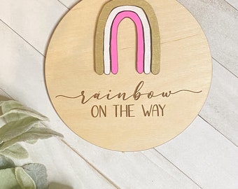 Rainbow on the Way, Rainbow Pregnancy Announcement Sign, New Baby ...