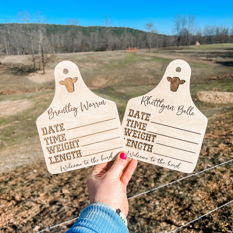 Cow Tag Birth Tag - Etsy UK
