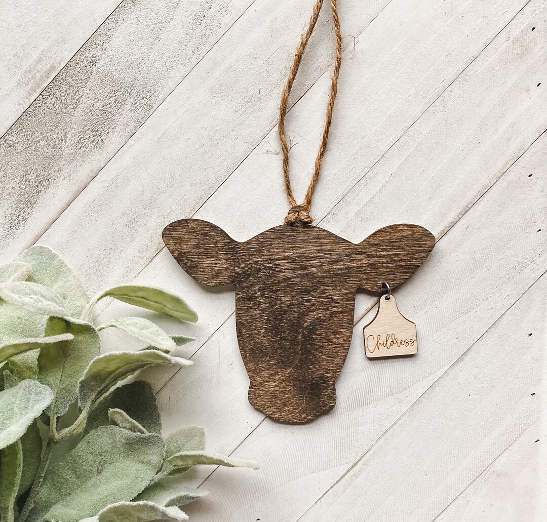 Cow Car Charm With Personalized Tag - Etsy