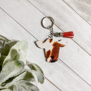 Cow Print Cow Head Keychain - Etsy