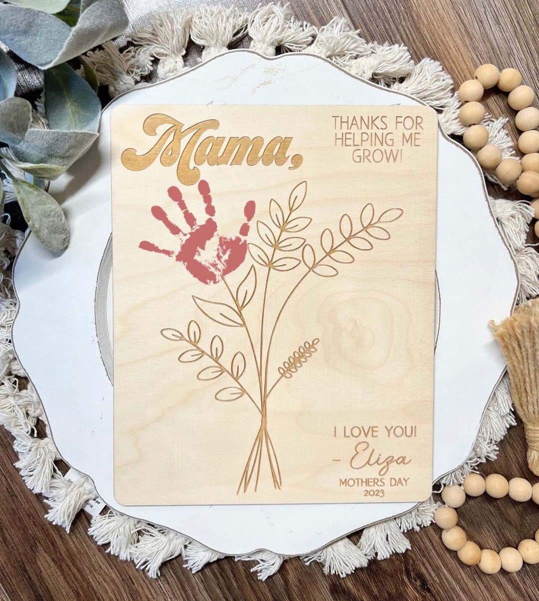 Floral Hand Print Sign - Etsy