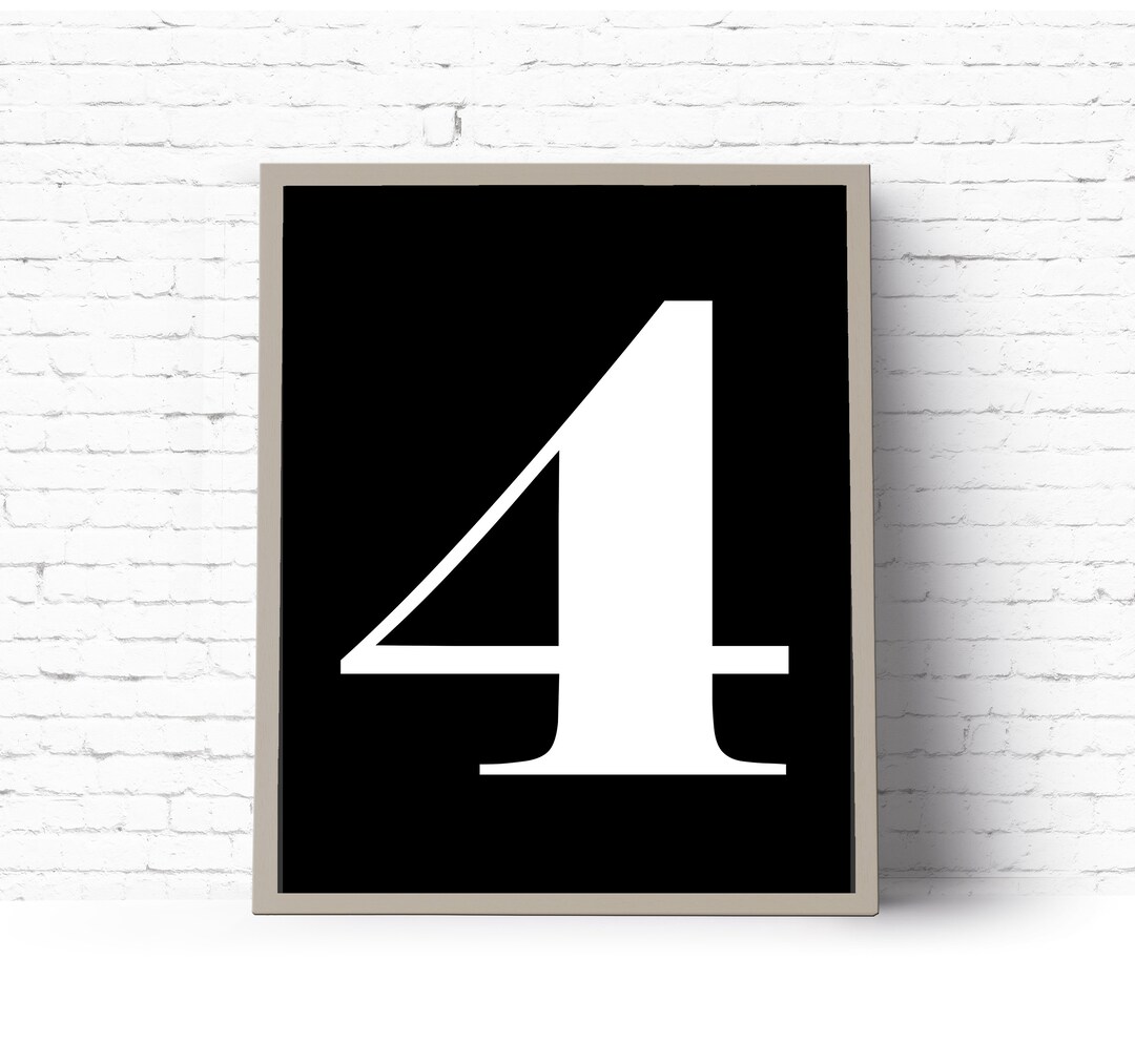 Number 4 Print // Instant Download Printable Art // Typography Print ...