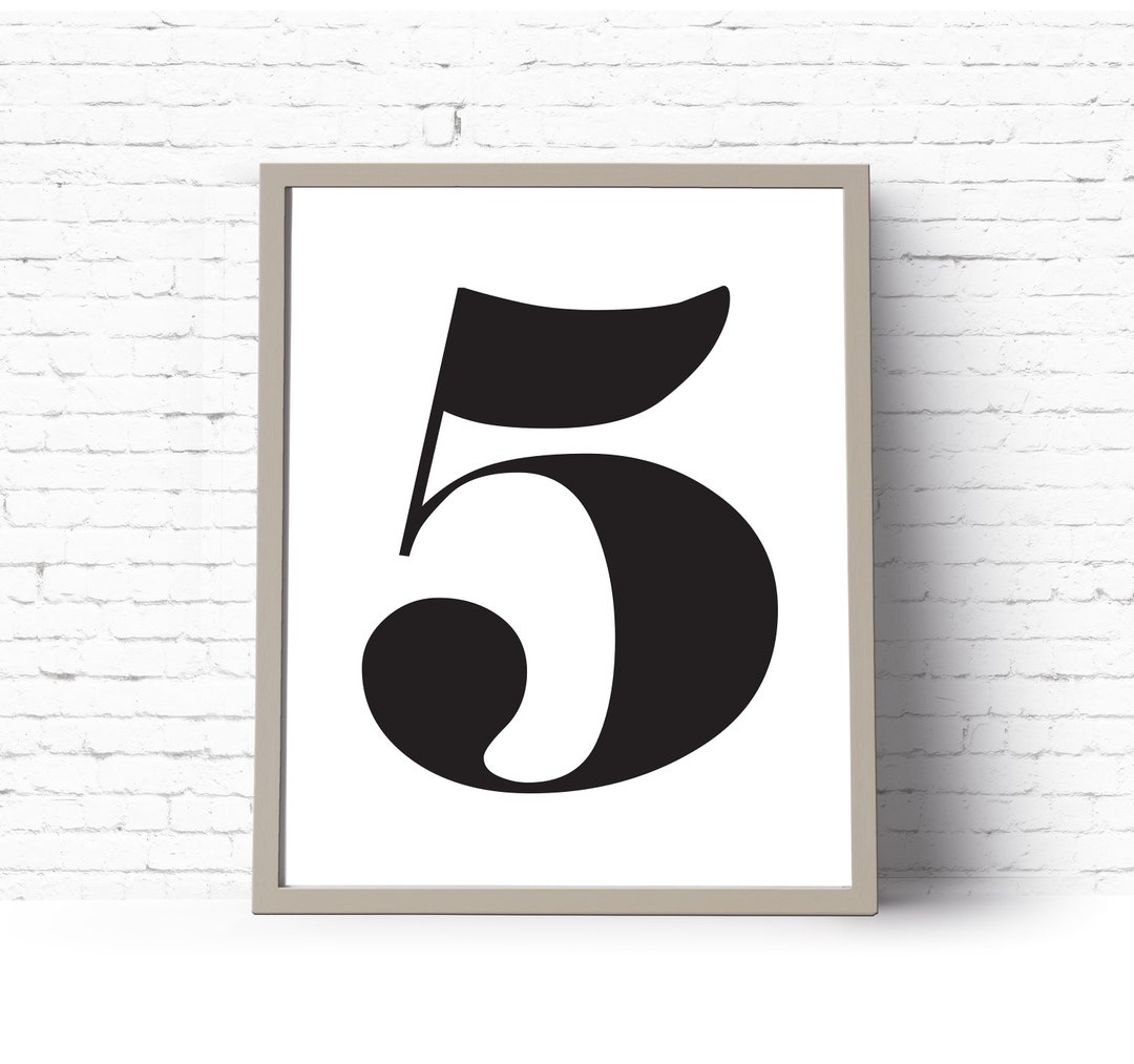 Number 5 Print // Instant Download Printable Art // Typography Print ...