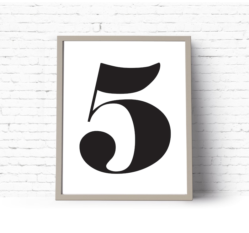 Number 5 Print // Instant Download Printable Art // Typography - Etsy