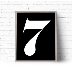 Number 7 Print // Instant Download Printable Art // Typography Print ...