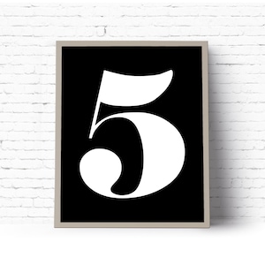 Number 5 Print // Instant Download Printable Art // Typography Print ...